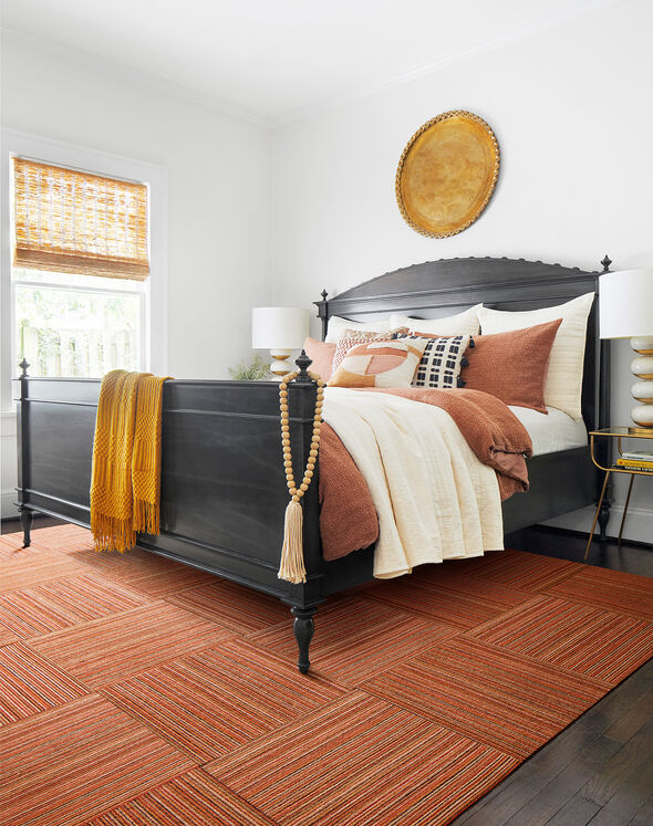 Upcycle - Orange: Striped Area Rugs & Carpet Tiles by FLOR