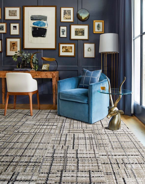 Savile Row - Titanium: Striped Area Rugs & Carpet Tiles by FLOR