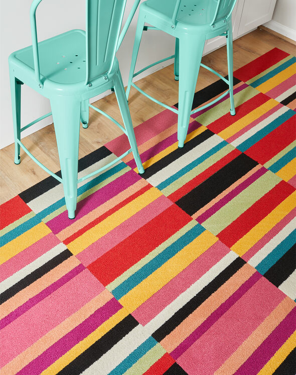 Parallel Reality - Pink: Striped Area Rugs & Carpet Tiles by FLOR