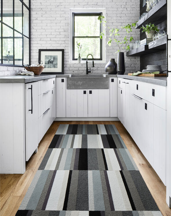 Parallel Reality - Grey: Striped Area Rugs & Carpet Tiles by FLOR