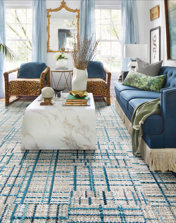 Savile Row - Cobalt: Striped Area Rugs & Carpet Tiles by FLOR