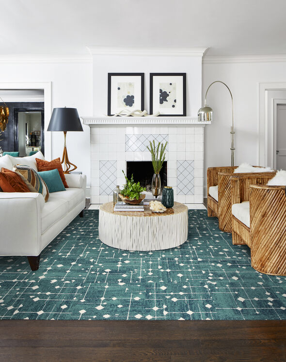 Hollin Hills - Teal: Patterned Area Rugs & Carpet Tiles by FLOR