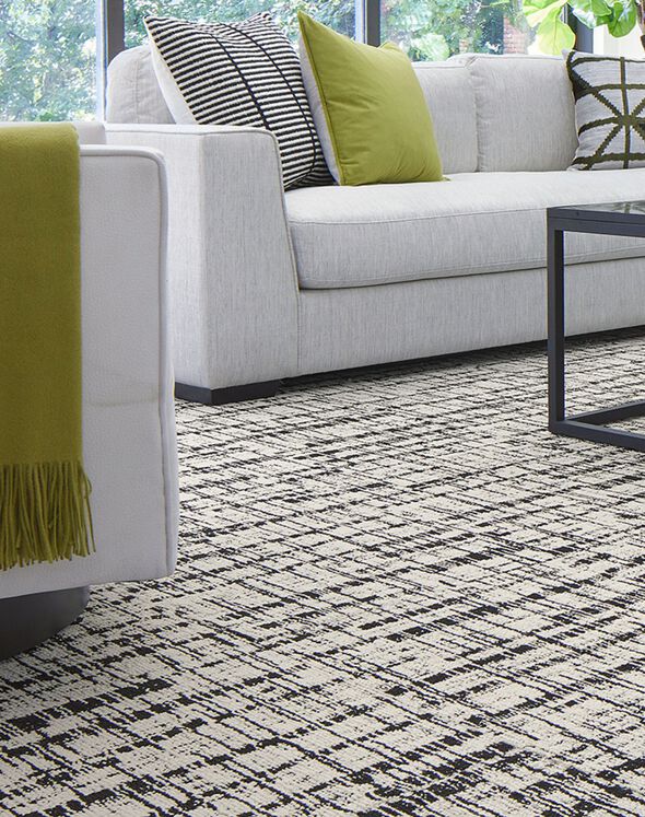 Crossed Signals - Bone / Black: All Area Rugs & Carpet Tiles by FLOR