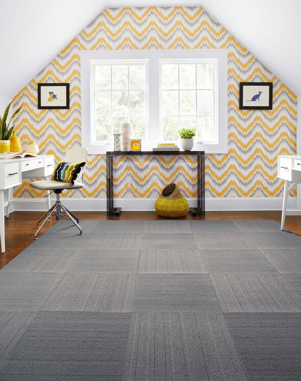 Rush Street - Grey: Striped Area Rugs & Carpet Tiles by FLOR