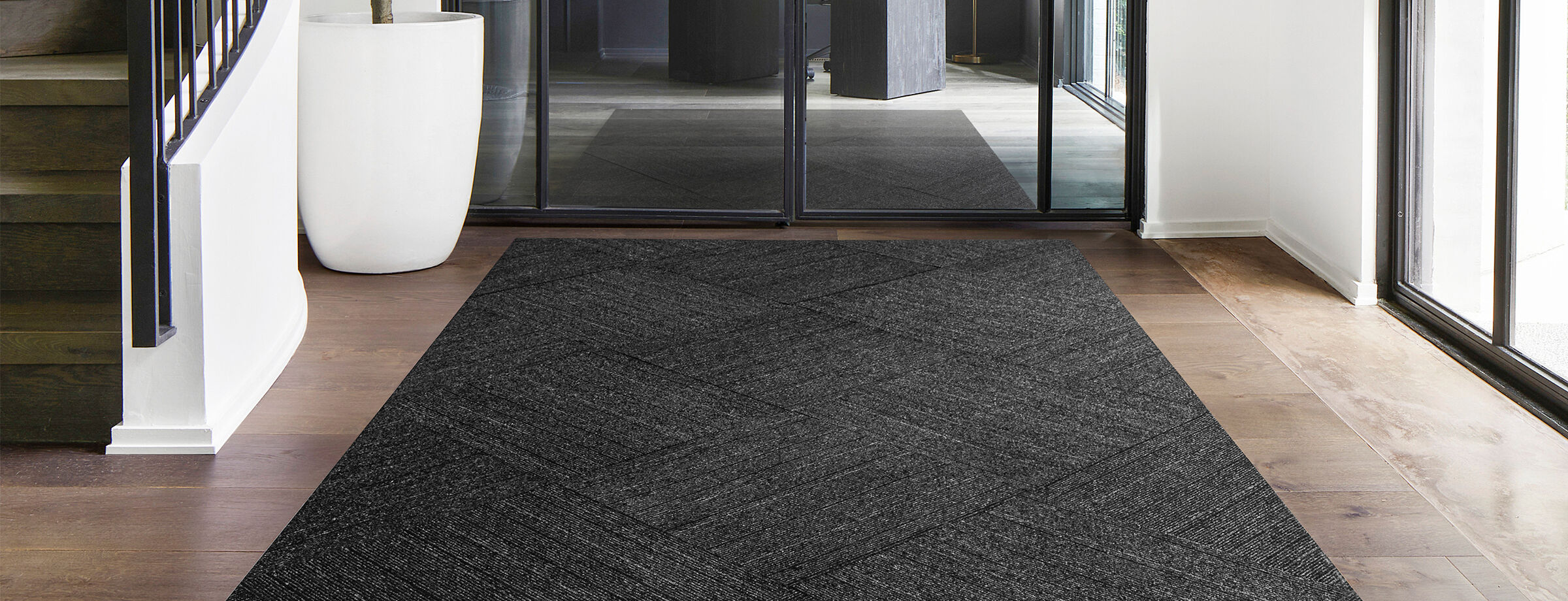 Rush Street - Black: Striped Area Rugs & Carpet Tiles by FLOR