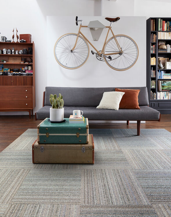 Rib Velvet - Flannel Blue: Striped Area Rugs & Carpet Tiles by FLOR