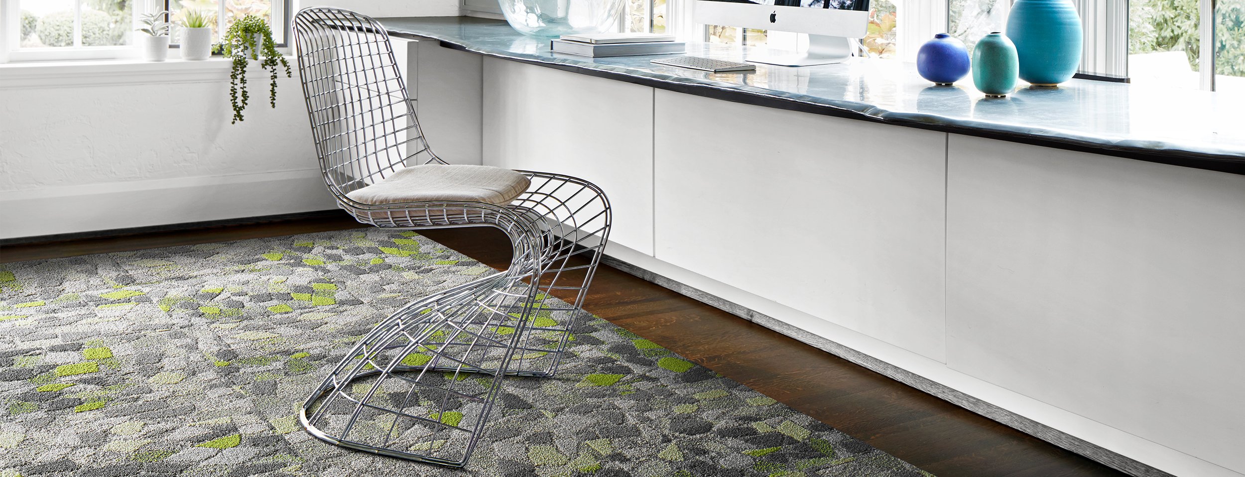 Stone Course - Green / Stone: Patterned Area Rugs & Carpet Tiles by FLOR