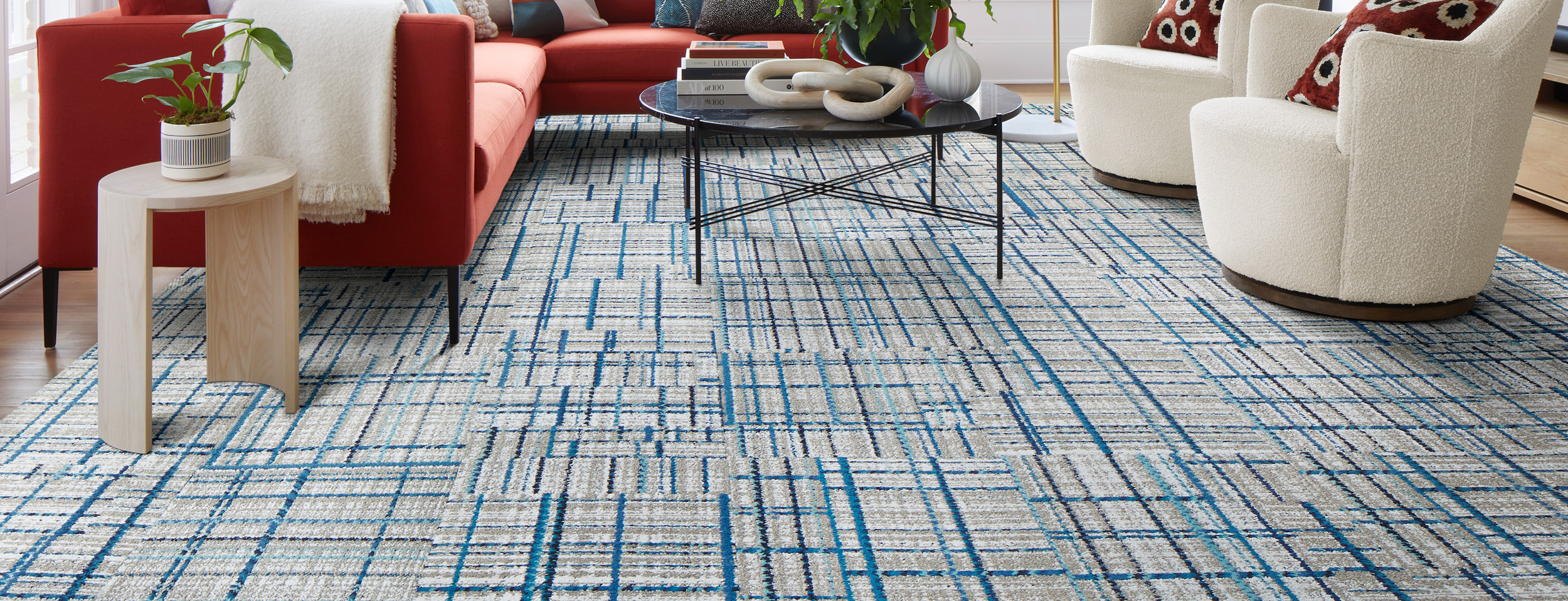 Savile Row - Titanium: Striped Area Rugs & Carpet Tiles by FLOR