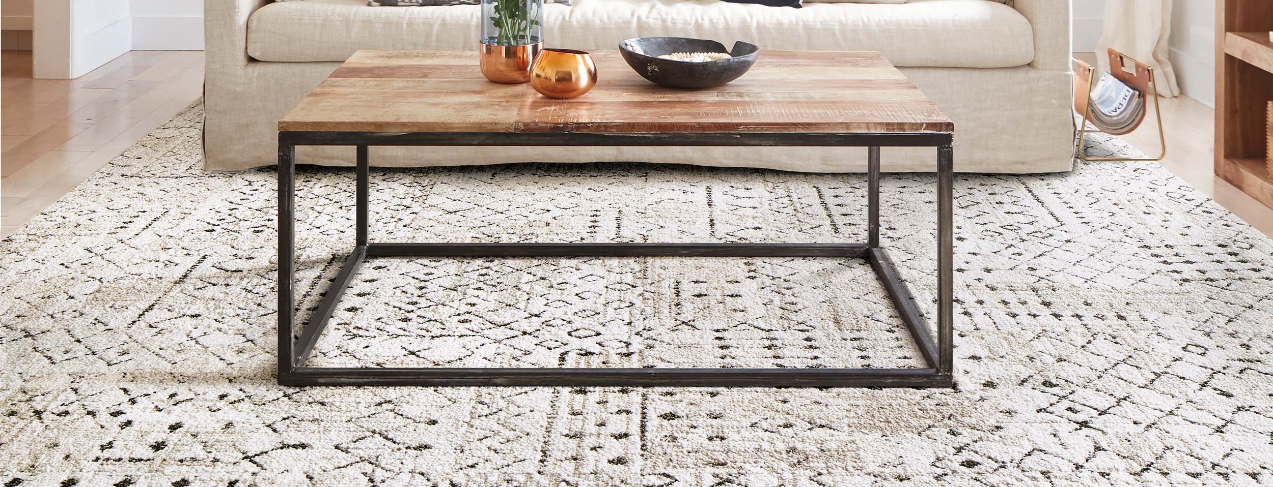 Foothills - Bright White: Patterned Area Rugs & Carpet Tiles by FLOR