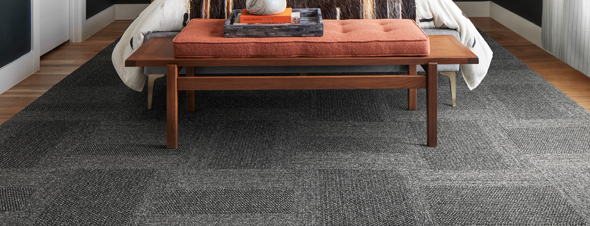 Ticket To Ride - Flint / Pearl: Striped Area Rugs & Carpet Tiles by FLOR